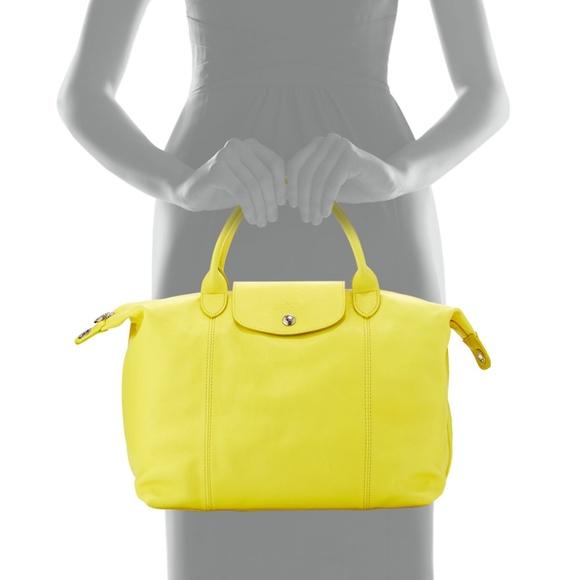 Longchamp | Bags | Longchamp Top Handle Leather Le Pliage Satchel ...